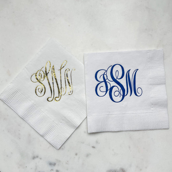 Custom Script Monogram 3ply Party Napkins Gb Design House