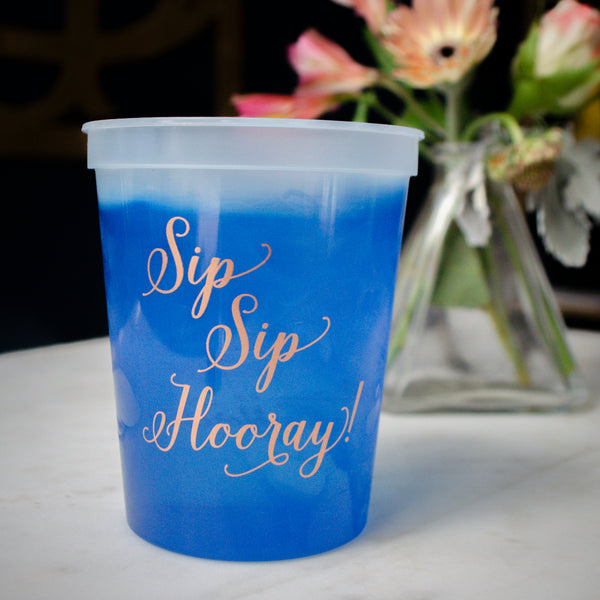 Custom "Sip Sip Hooray" Color Changing Stadium Cups - GB Design House