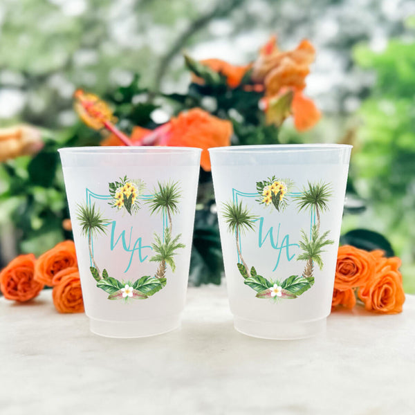 Custom Full Color Palm Tree Crest Shatterproof Cups - GB Design House