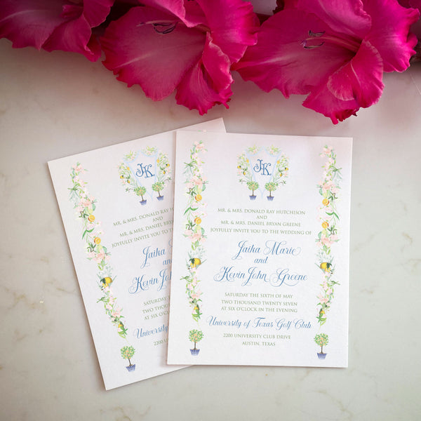 Digital Full Color Lemon Tree Wedding Invitations - GB Design House