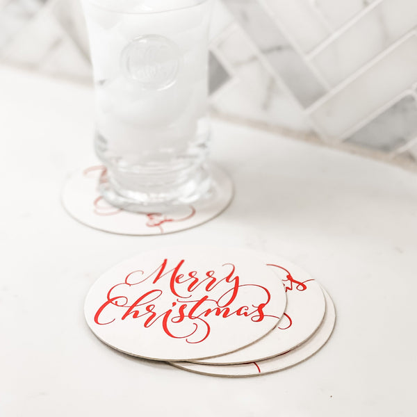 Personalized Merry Christmas Party Coasters - GB Design House