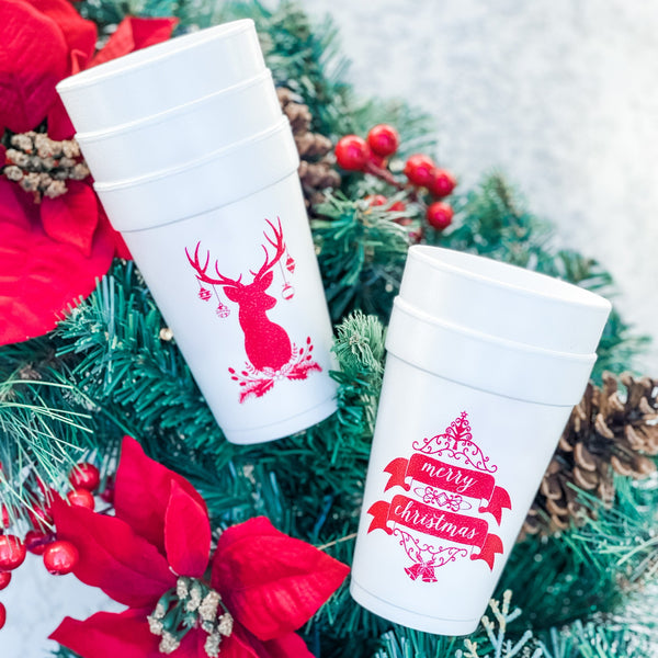 Personalized Merry Christmas Styrofoam Cups - GB Design House