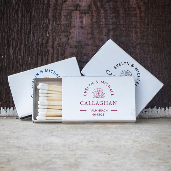 Floral Monogrammed Standard Matchboxes - GB Design House