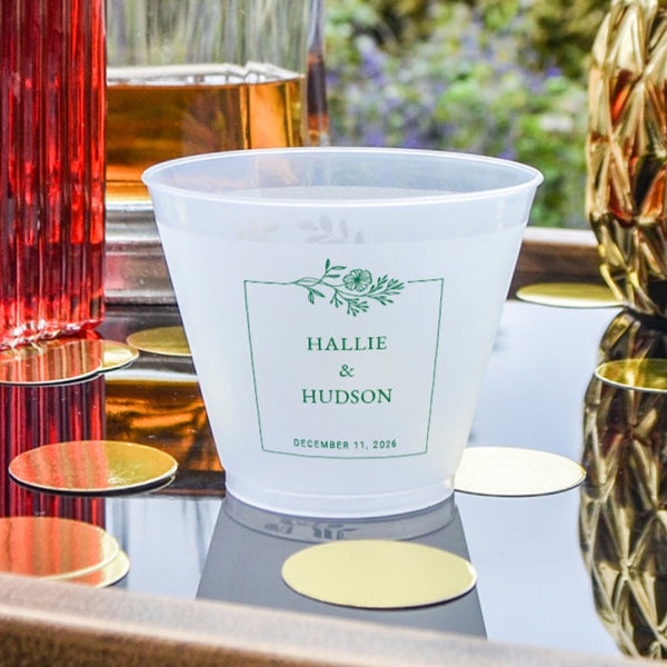Contemporary Floral Monogram Shatterproof Cup Favors - GB Design House