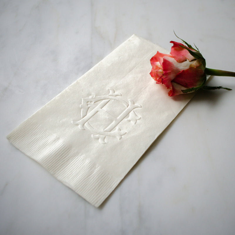 Embossed Personalized Cocktail Size Party Napkins - GB Design House