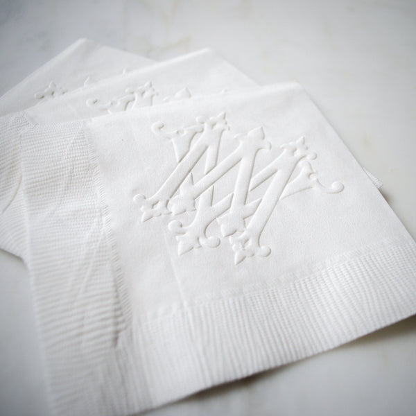 Embossed Personalized Cocktail Size Party Napkins - GB Design House