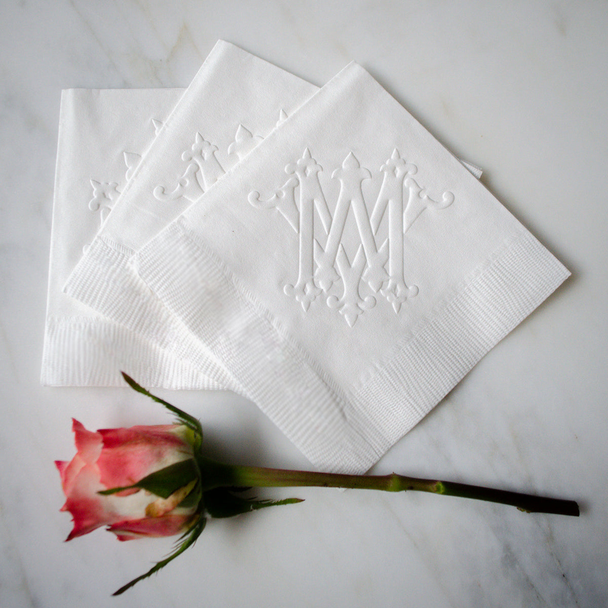 Embossed Personalized Cocktail Size Party Napkins - GB Design House