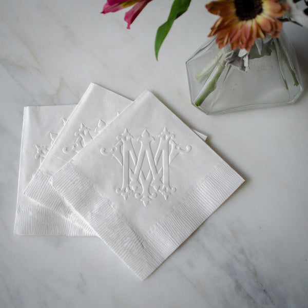 Embossed Personalized Cocktail Size Party Napkins - GB Design House