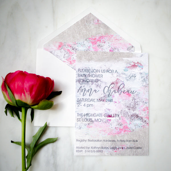 Full Color Baby Shower Letterpress Invitations - GB Design House