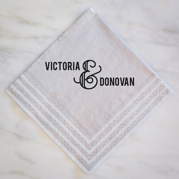 Names & Ampersand Striped Border Napkins - GB Design House
