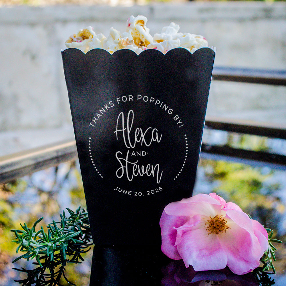 Custom Black Party Popcorn Boxes - GB Design House