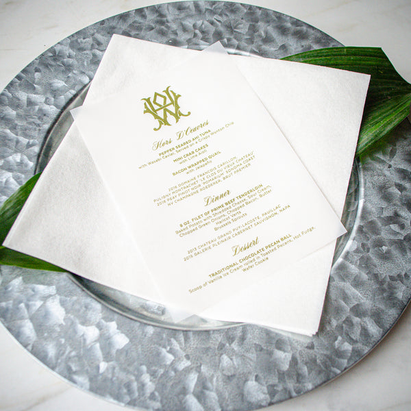 Vellum Wedding Menu - GB Design House